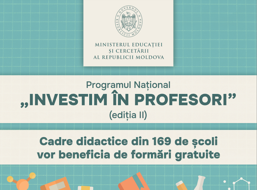 Peste 4000 de profesori din R. Moldova vor beneficia de cursuri de formare continuă gratuită în ...