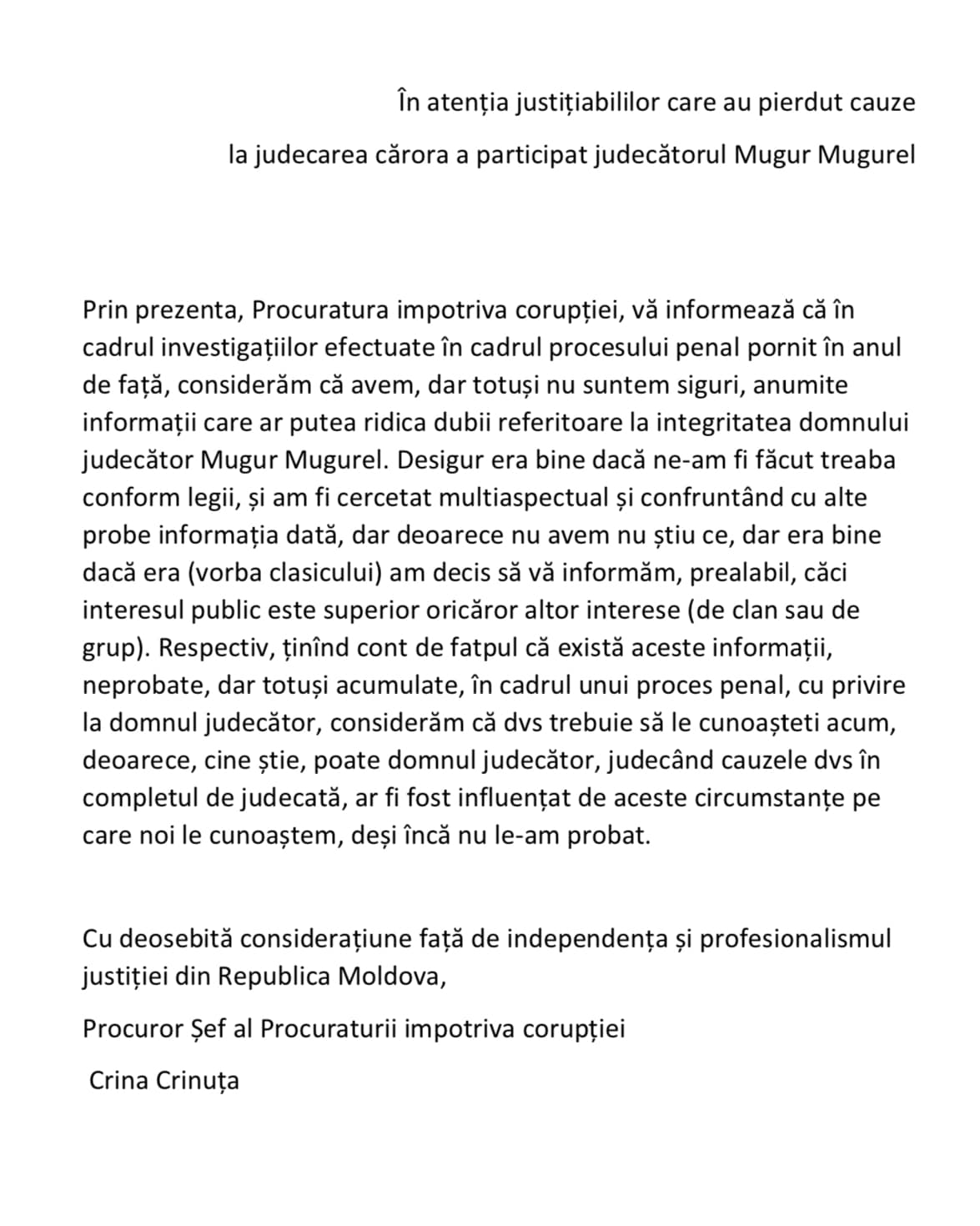 UPDATE/ Olesea Stamate despre scrisoarea expediată de Veronica Dragalin ...