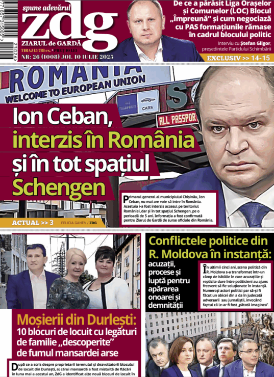 Citiți joi în ZdG: Conflictele politice din instanță, moșierii din Durlești conectați cu 10 ...